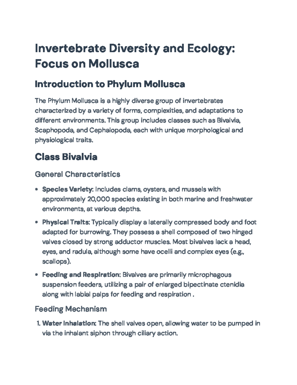 Invertebrate Diversity and Ecology: Focus on Mollusca (Biology 101 ...