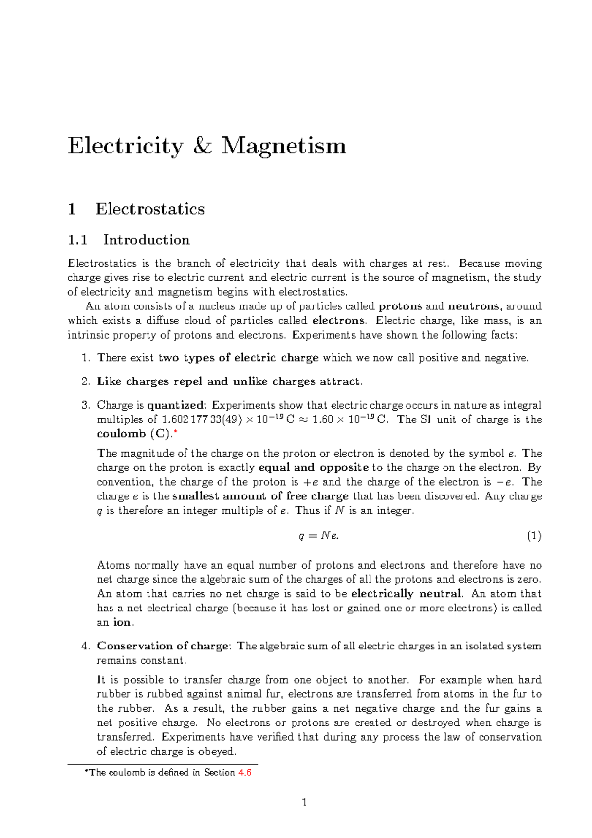 Electricity and Magnetism 1: Electrostatics Overview and Principles ...