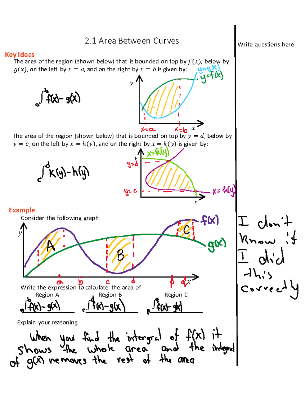 2.1 Area Between Curves: Key Concepts and Examples - Studocu