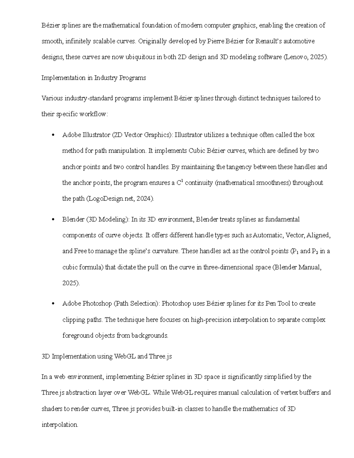 Unit 7 Discussion Forum: Bézier Splines in Computer Graphics - Studocu