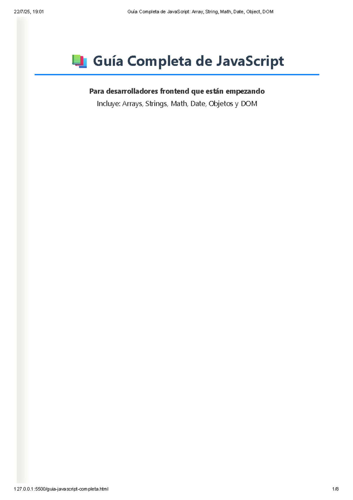 19:01 Guía Completa de JavaScript: Arrays, Strings, Math, Date, DOM - Studocu