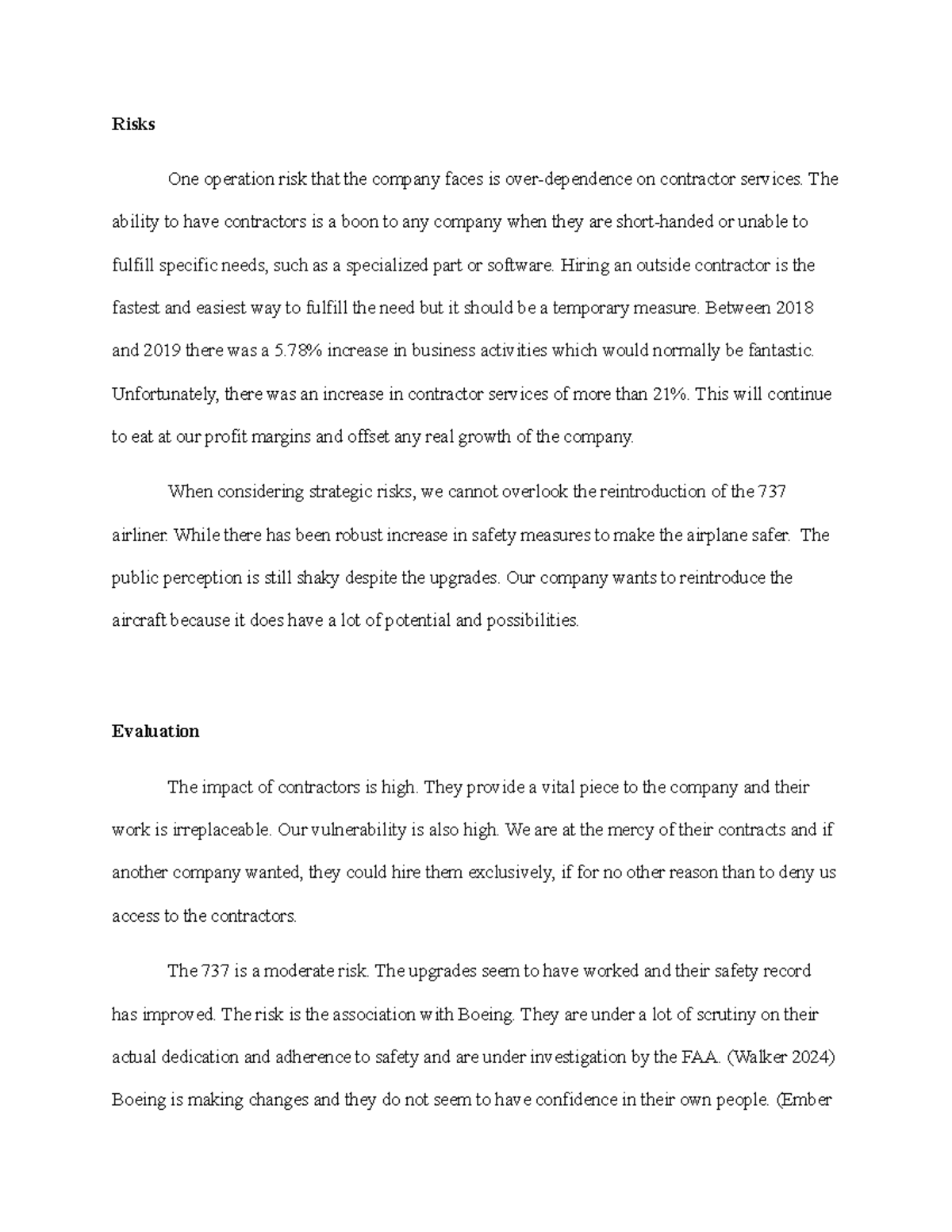 5-2 Risk Impact Assessment: Evaluating Contractor Reliance & Boeing 737 ...