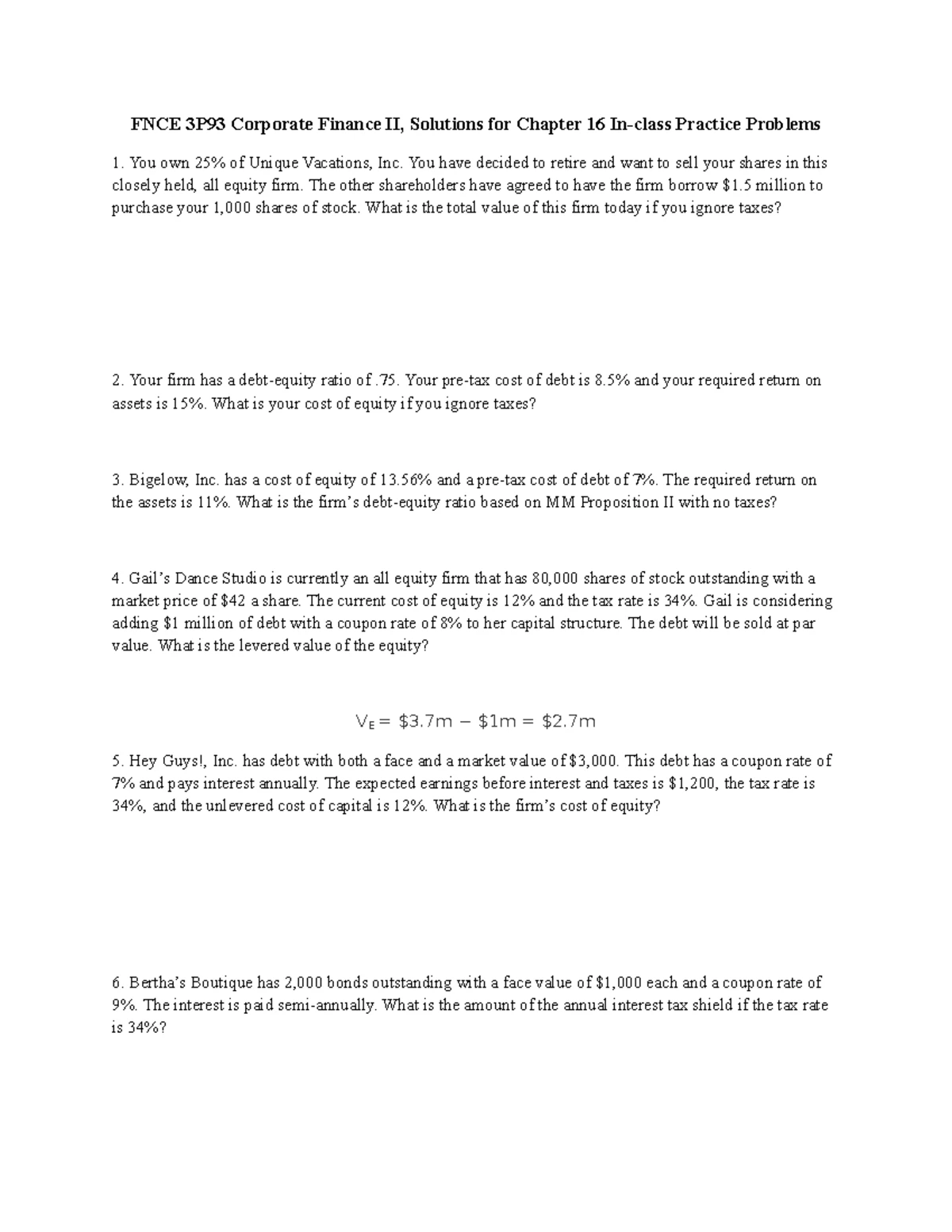FM2 chapter practice 2 - Klingon Widgets, Inc., purchased new cloaking machinery three years ago ...