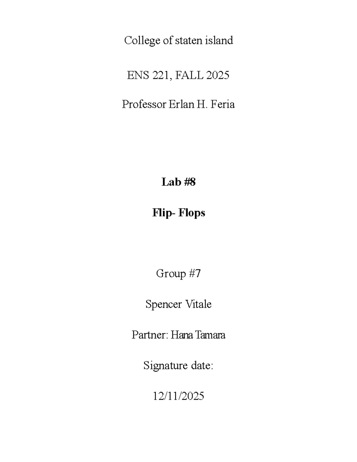 Lab 8: Flip Flops and Latches in ENS 221, Fall 2025 - Studocu