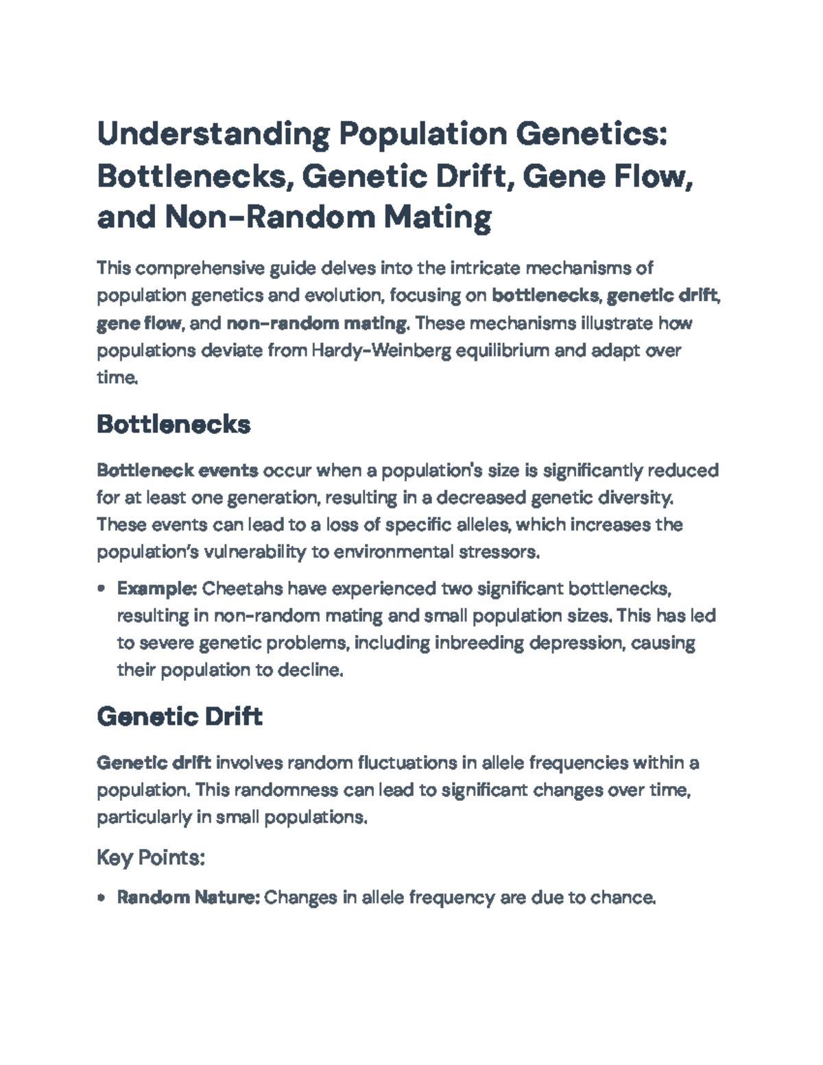 Population Genetics (BIO 101): Bottlenecks, Drift, Gene Flow & Mating ...
