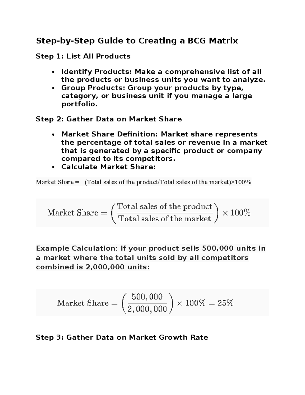 Step-by step Guide in creating BCG Matrix 5925 - Step-by-Step Guide to Creating a BCG Matrix ...