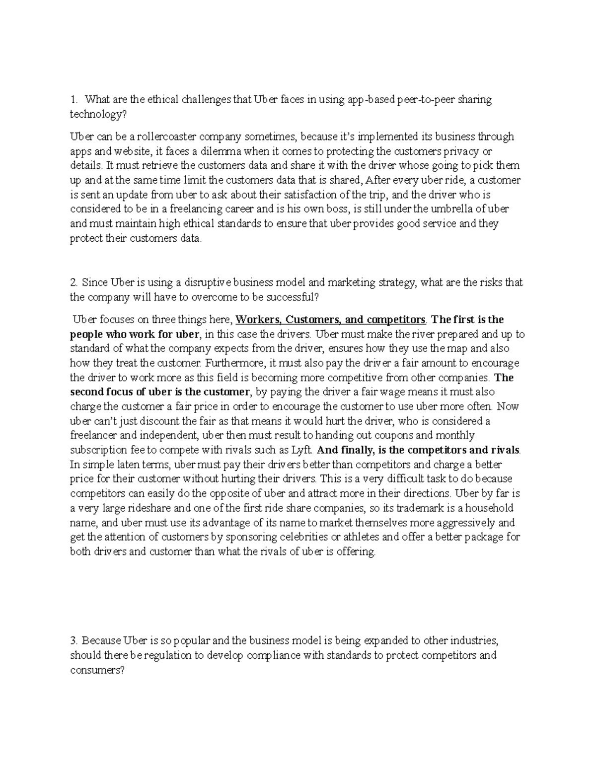 Case Study 2: Ethical Challenges & Risks for Uber's Business Model ...
