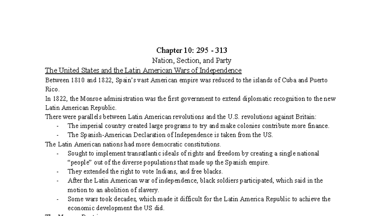 Chapter 10: The U.S. and Latin American Wars of Independence (1810-1822 ...