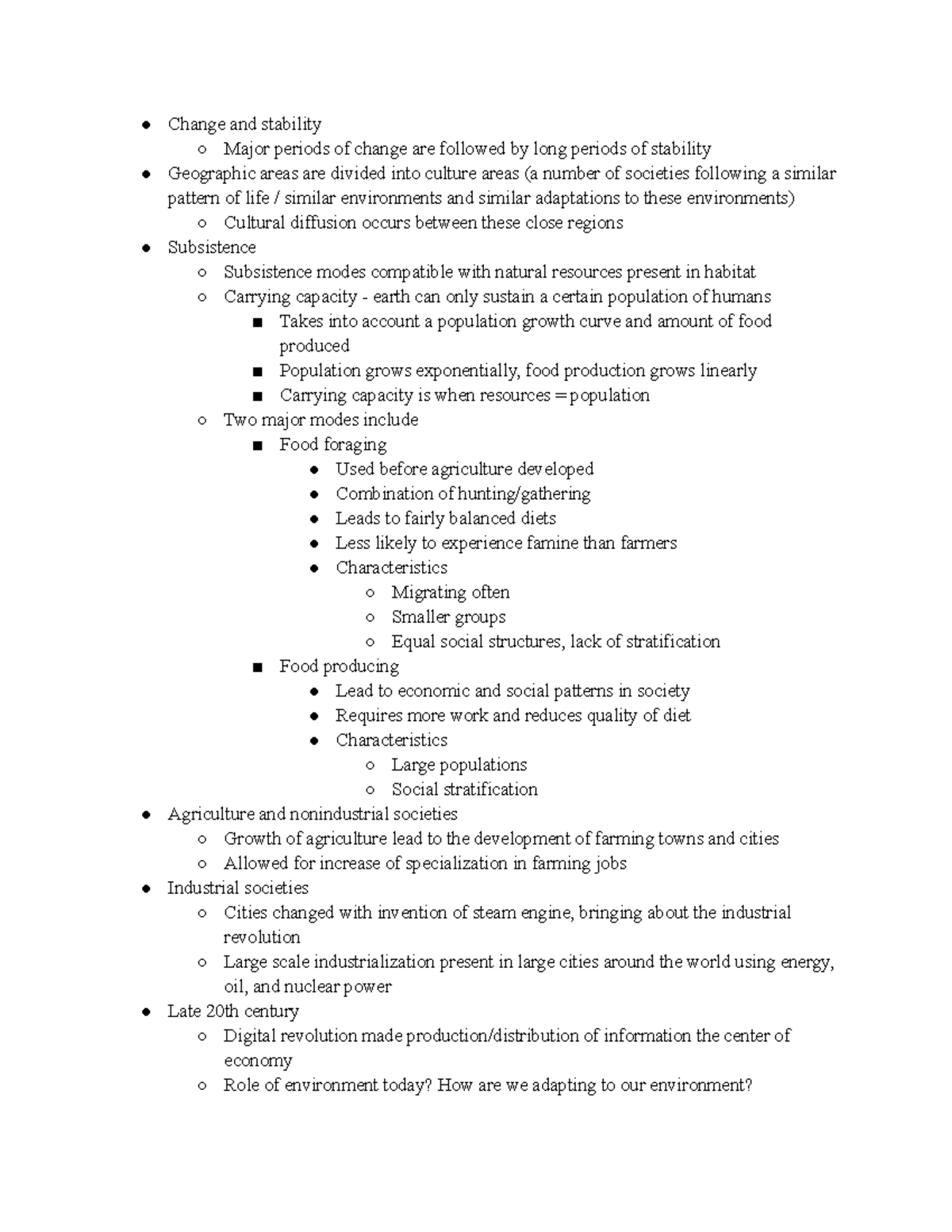 11 - Lecture Notes 11: Change, Stability, and Cultural Adaptation - Studocu