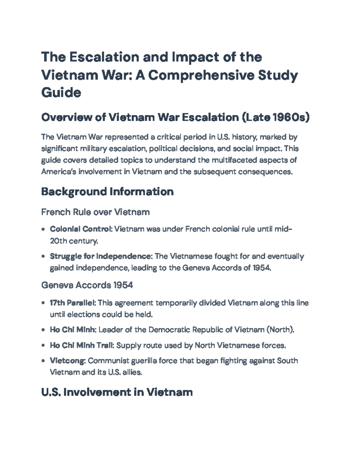 Vietnam War Escalation: A Comprehensive Study Guide for History 101 ...