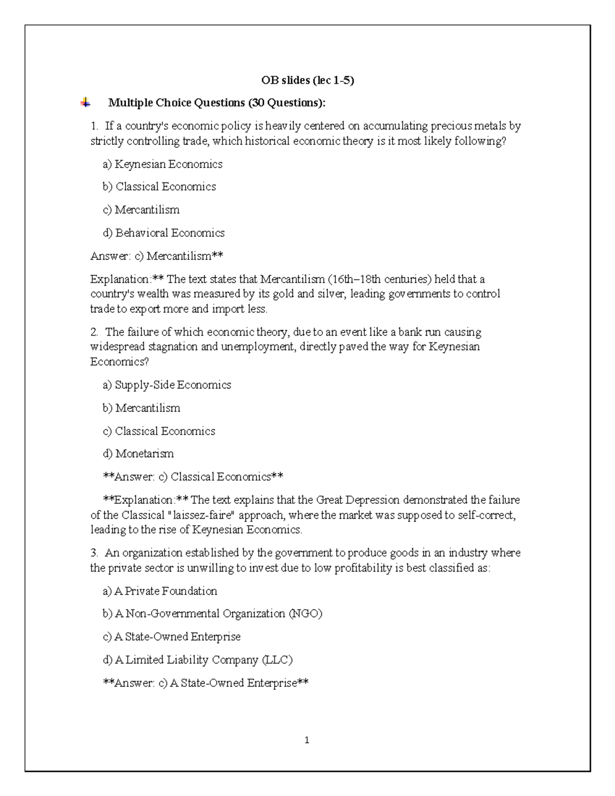 OB Slides (Lec) - Multiple Choice Questions & Answers - Studocu