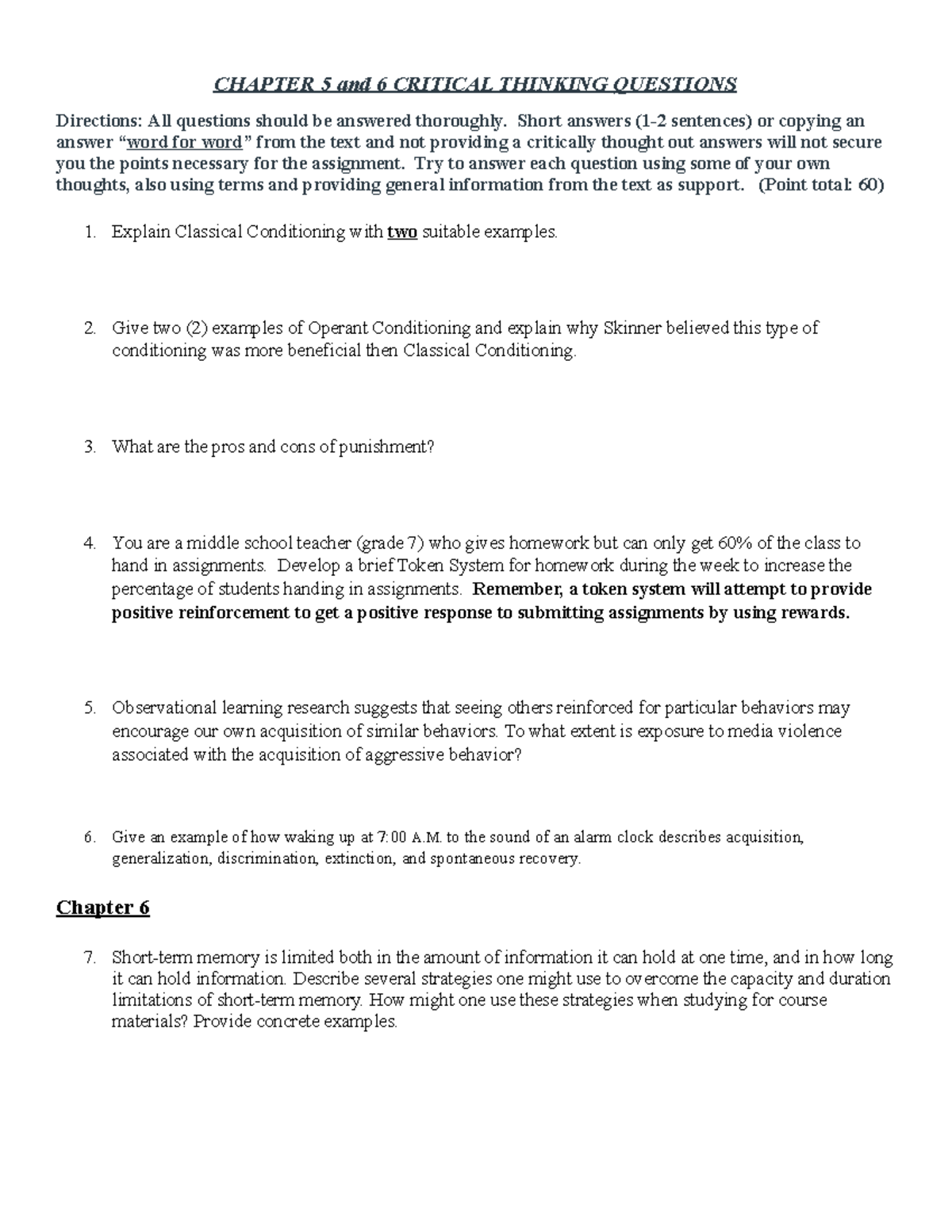 Ch. 5 - 6 Critical Thinking Worksheet (150K) with Examples and ...