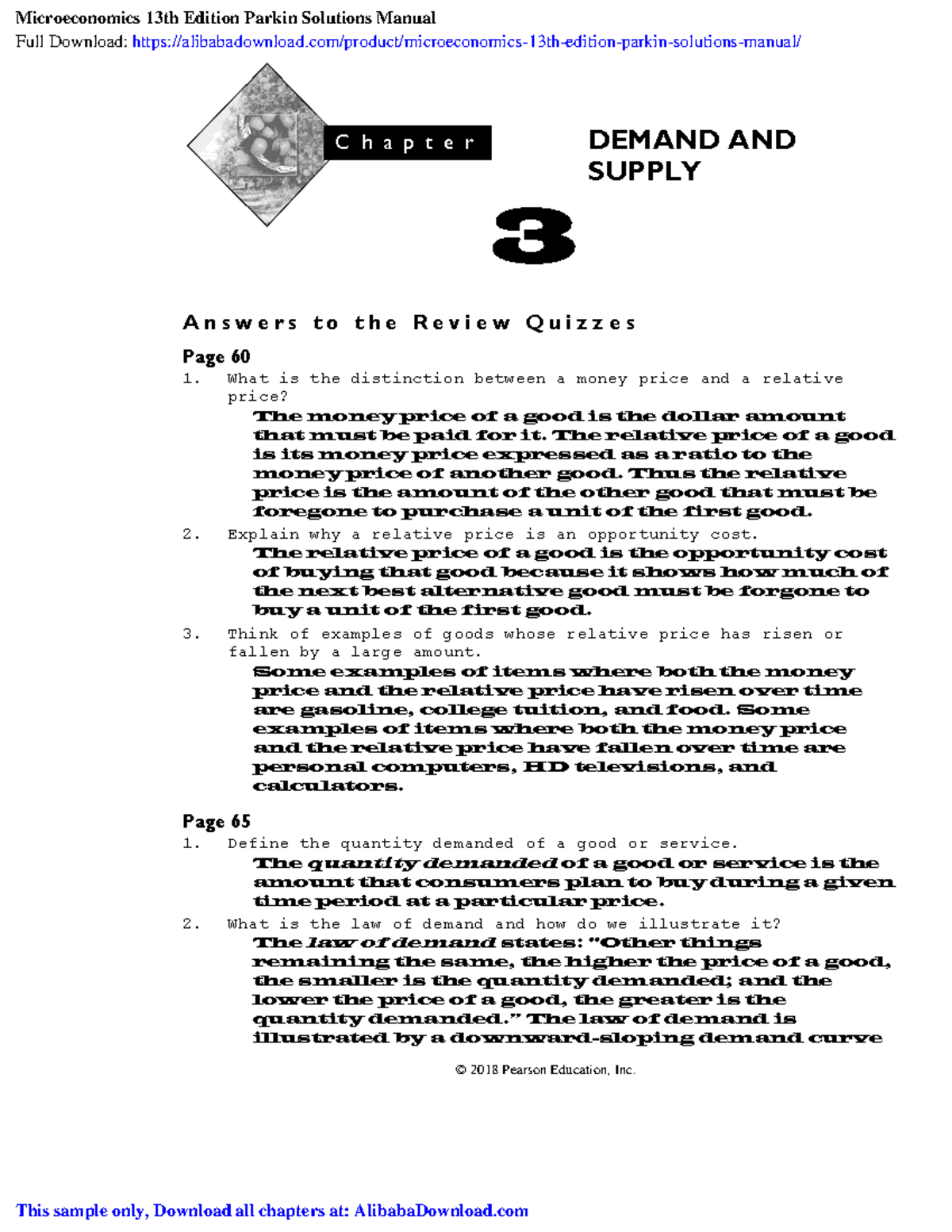 Microeconomics 13th Ed. Parkin Solutions Manual - Review & Study Guide ...