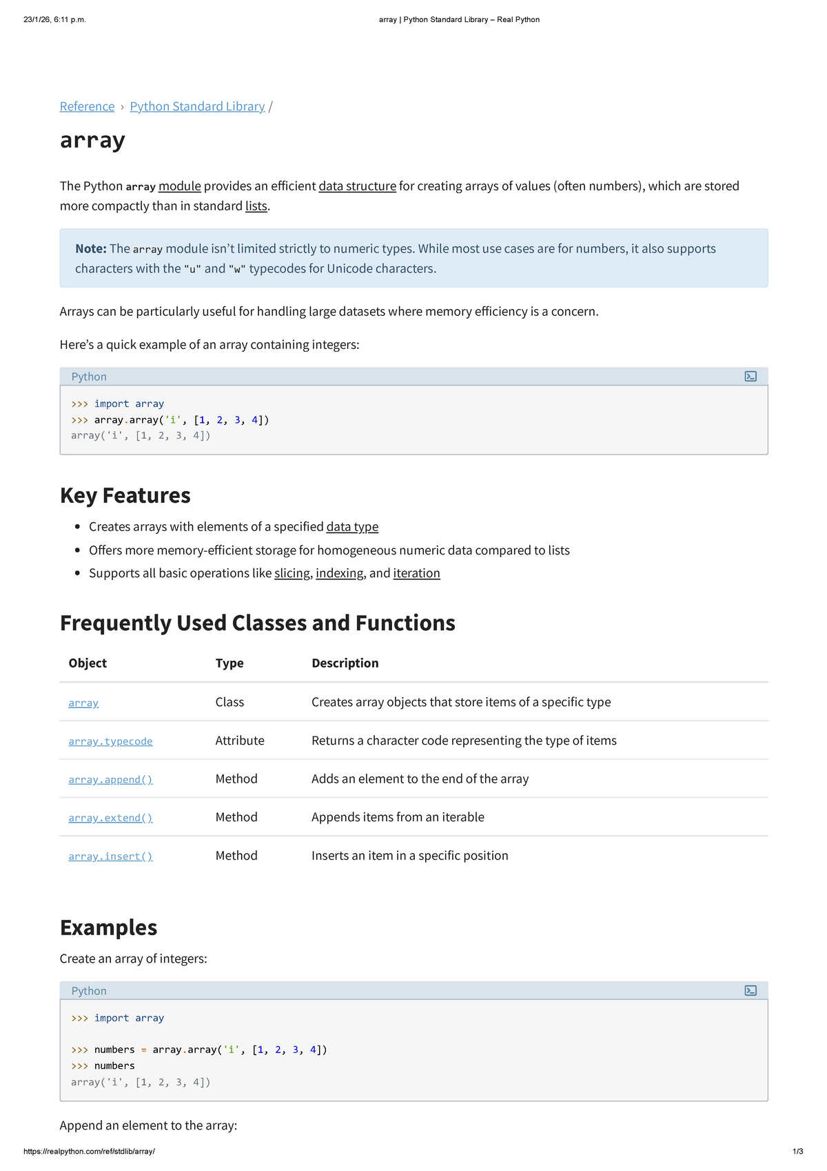 Array Module in Python Standard Library: Efficient Data Handling - Studocu