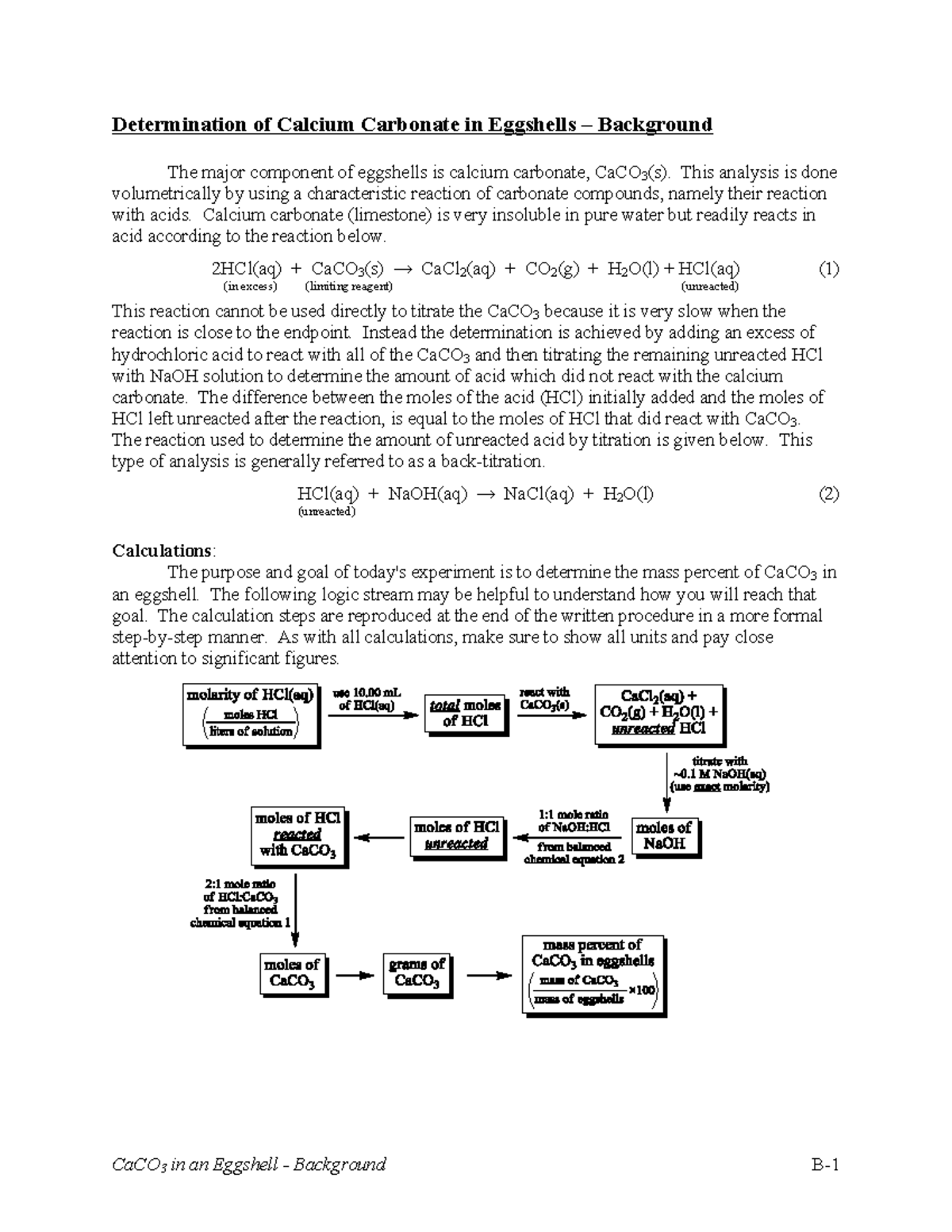 Determination of CaCO3 in Eggshells: Analysis and Procedure Guide - Studocu