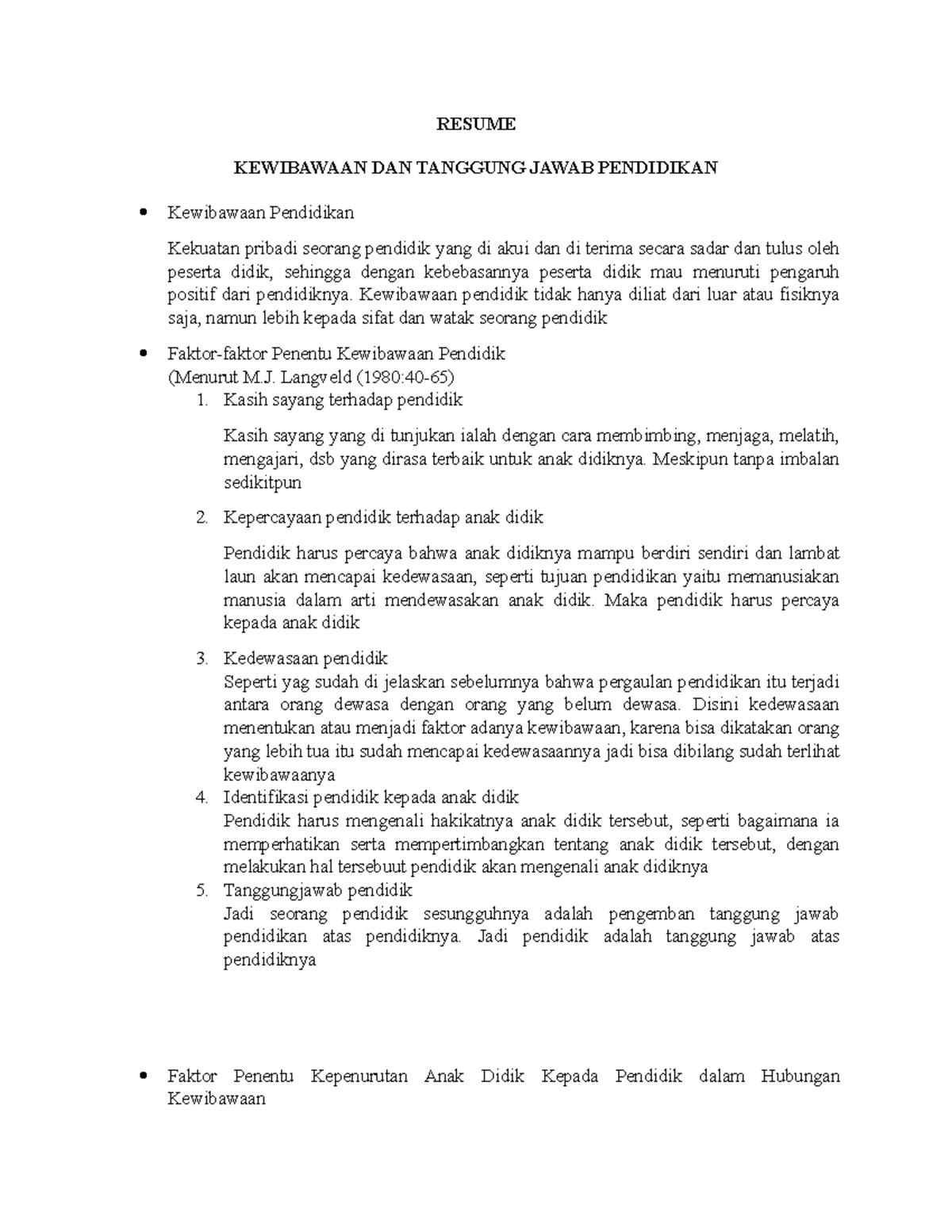 Kewibawaan dan Tanggung Jawab Pendidik dalam Pendidikan - Studocu