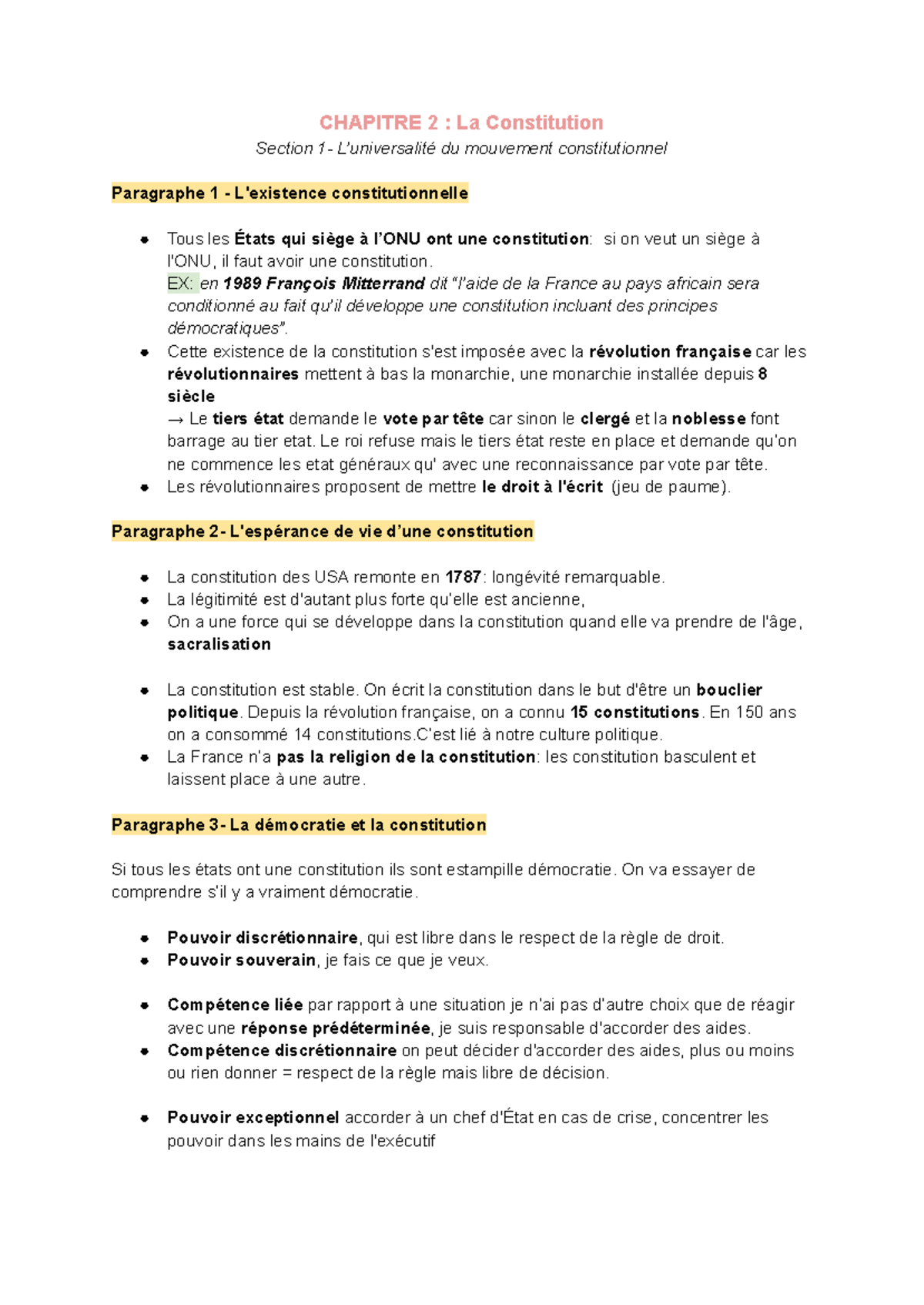 résumé droit constit - CHAPITRE 2 : La Constitution Section 1- L ...