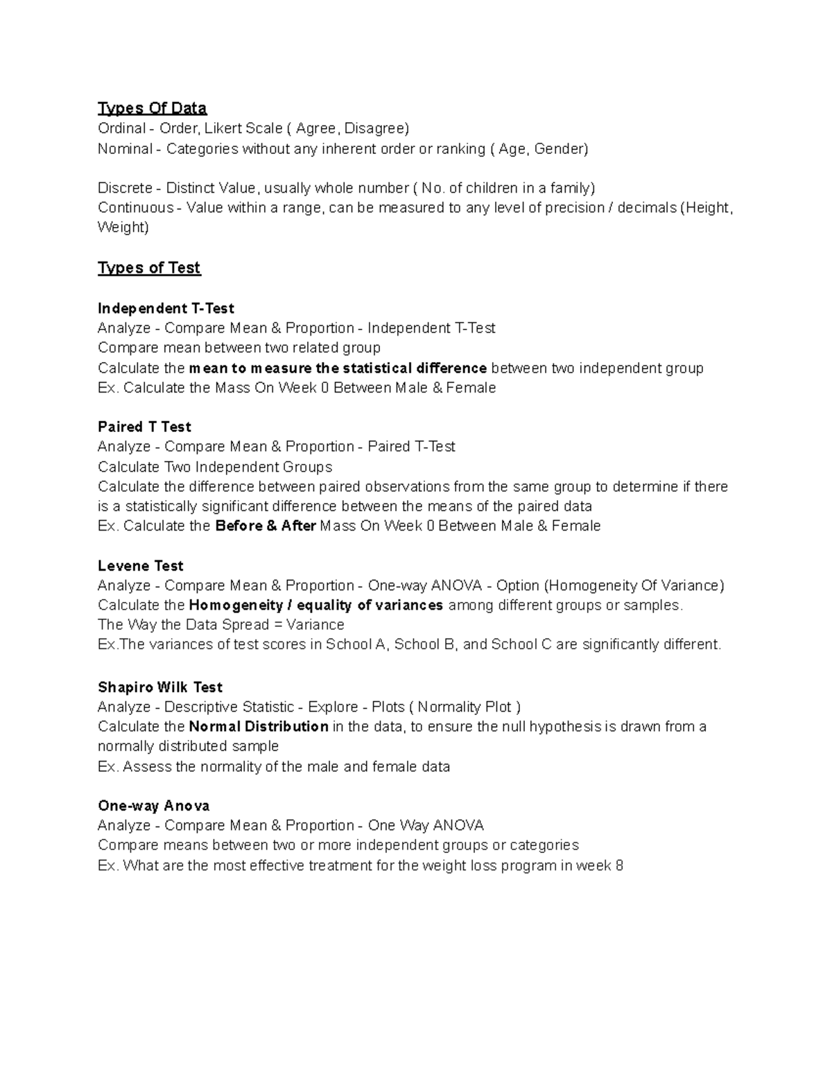 SPSS Cheat Sheet - Notes - Types Of Data Ordinal - Order, Likert Scale ...