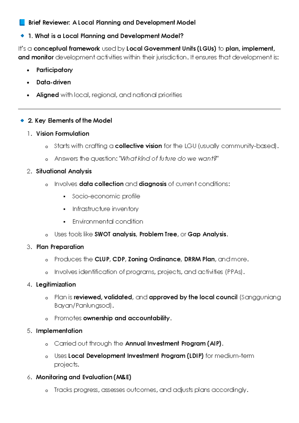 Local Planning & Development Model: A Comprehensive Review - Studocu