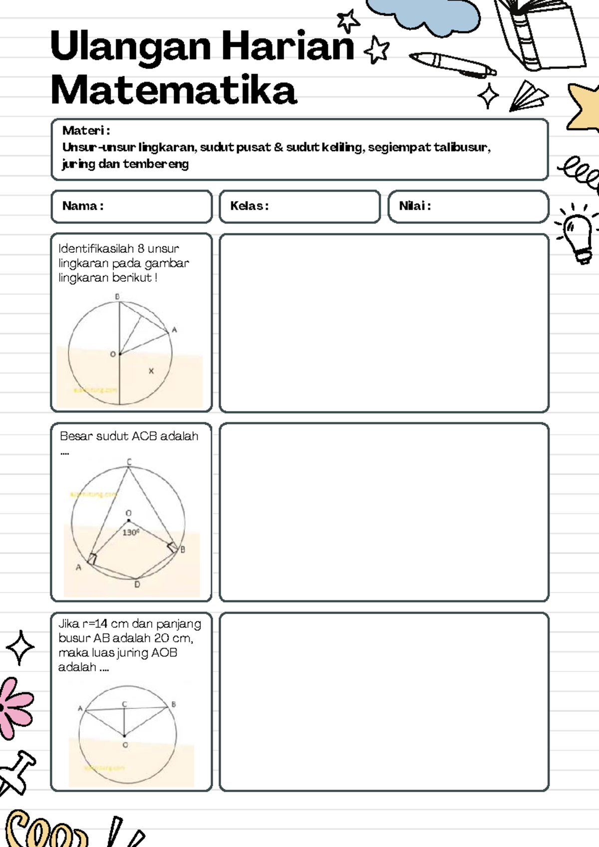 Assessment PMI Self Reflection in Cute Pastel Doodle Style - materi ...