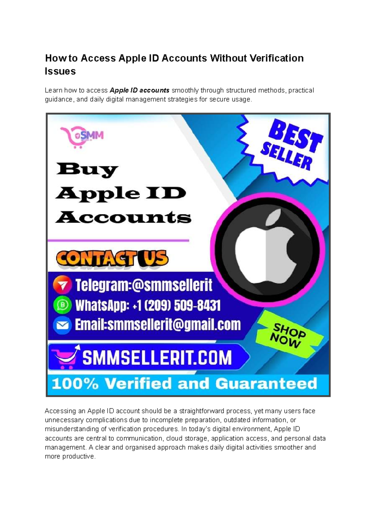 How to Buy Apple ID Accounts Without Verification Issues - Studocu