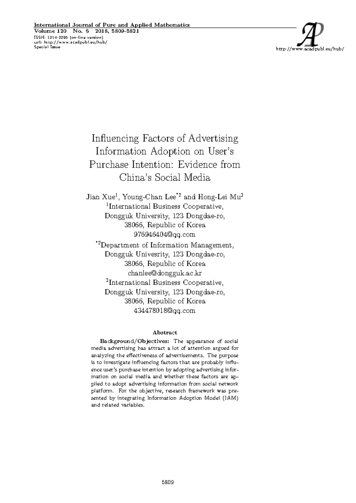 Influencing Factors of Advertising Info Adoption on Purchase Intention ...