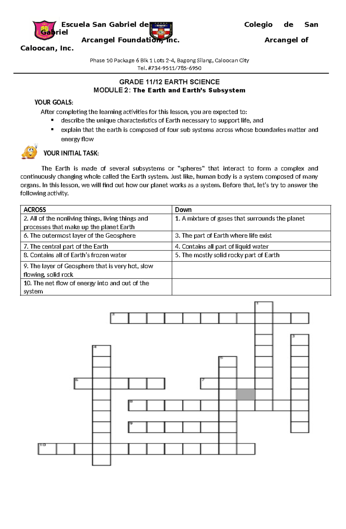 Earth Science Module 2 - Escuela San Gabriel de Colegio de San Gabriel ...