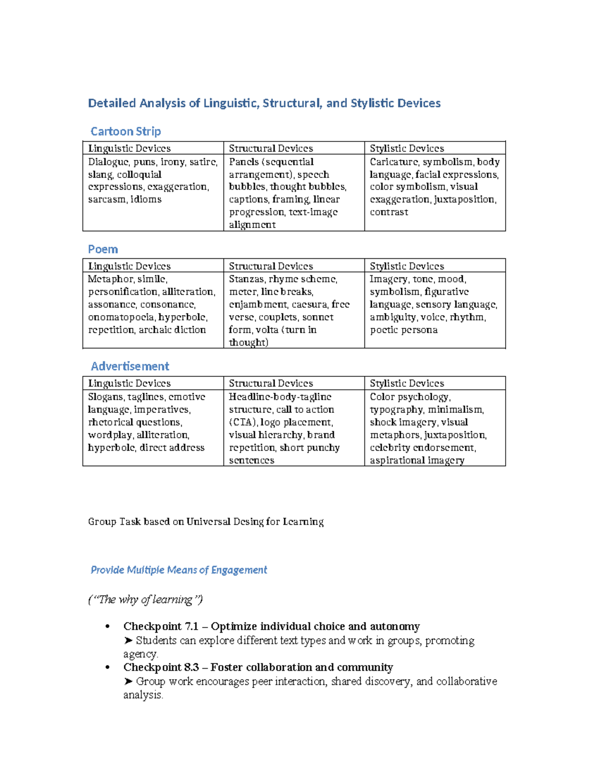 Analysis of Linguistic, Structural, and Stylistic Devices in Text Types ...