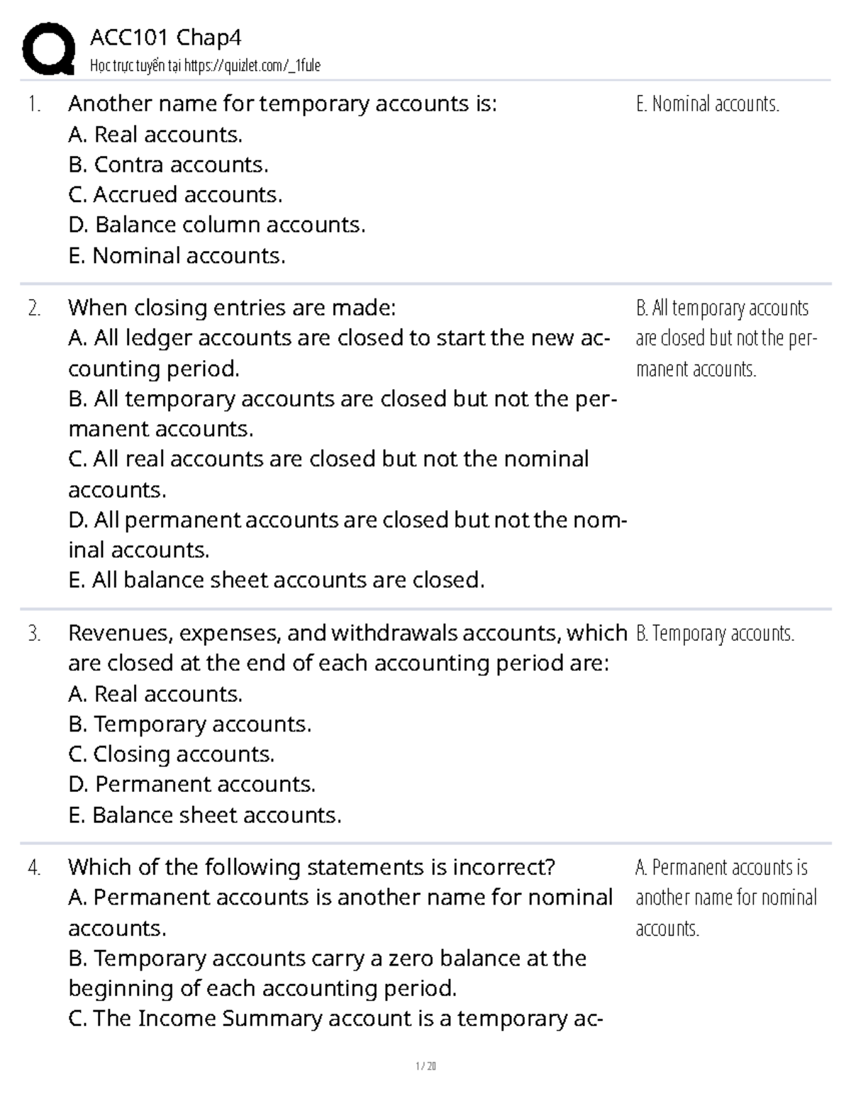 ACC101 Chapter 4 Study Notes on Temporary Accounts and Closing Entries ...
