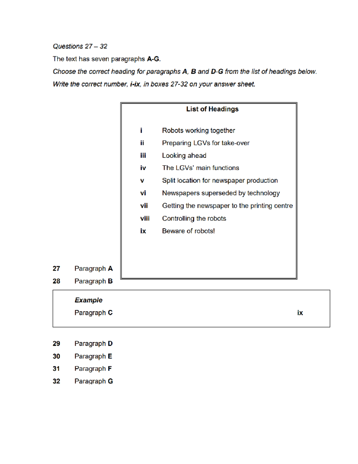 Matching Headings for Paragraphs A and B - ROBOTS AT WORK - Studocu