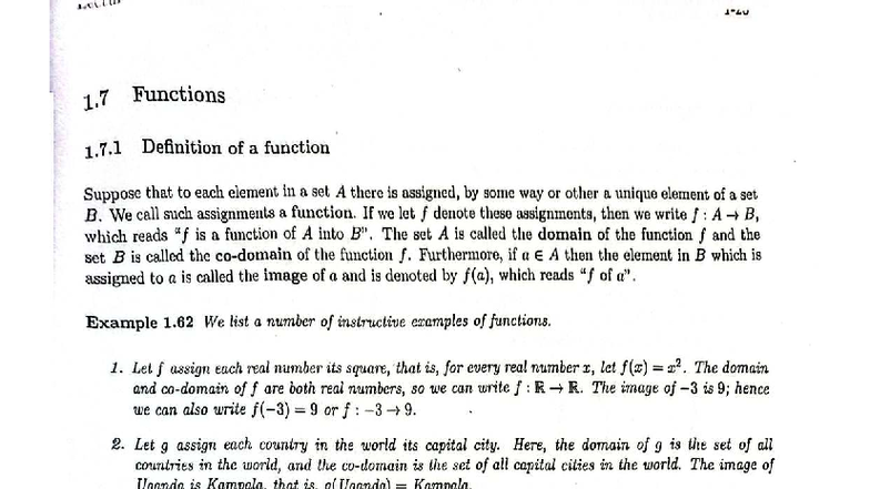 Functions and Mappings: Definitions and Examples (MTH1101) - Studocu