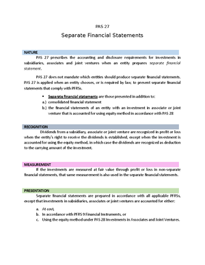 PAS 28 - Lecture notes 28 - PAS 28 Investment in Associates and Joint ...