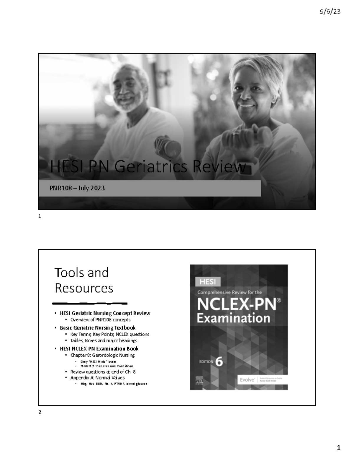 PNR108 HESI Geriatrics Comprehensive Review - July 2023 - Studocu