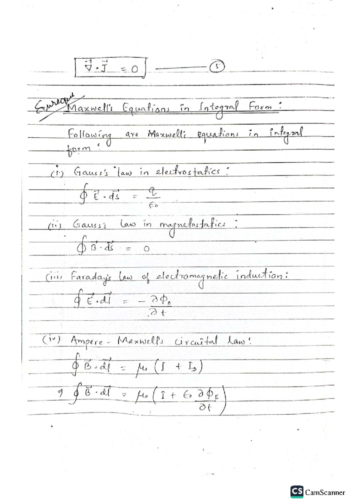 CS 2838 Maxwell's Equations in Integral Form: A Comprehensive Overview - Studocu