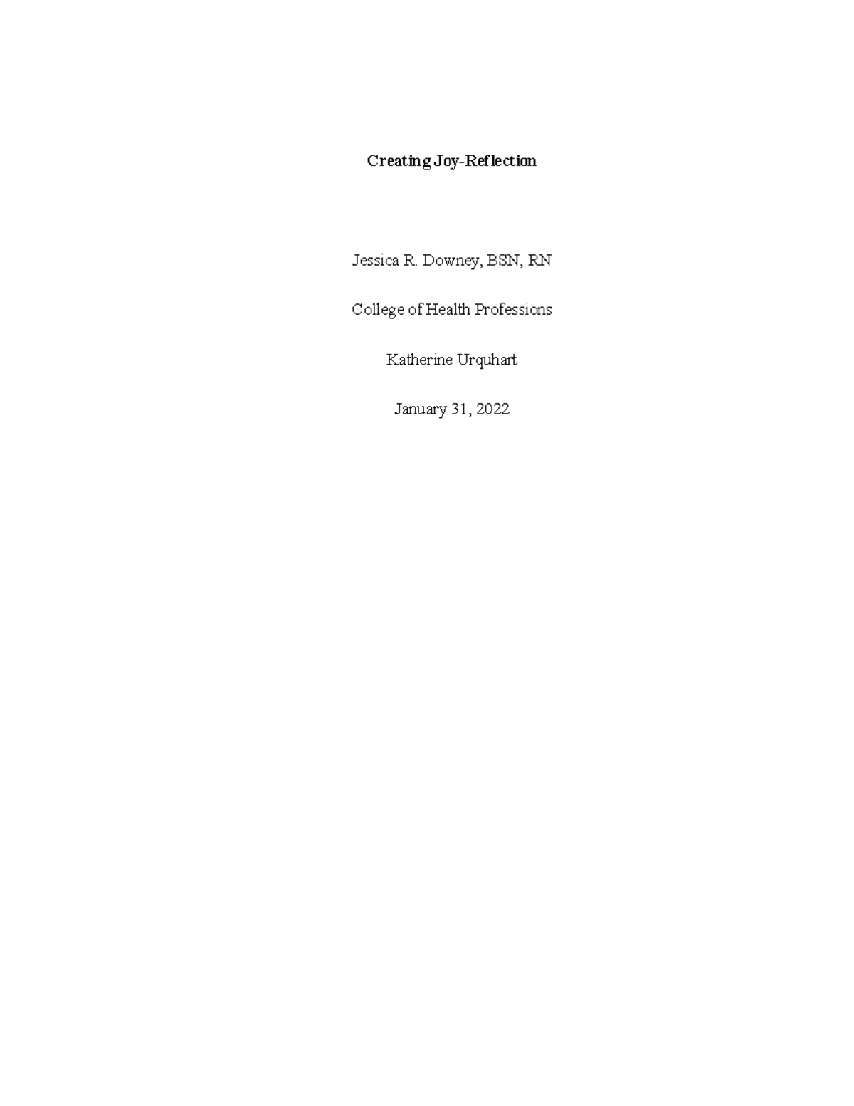 Reflection Paper-JOY (Creating Joy in the Workplace) - Creating Joy ...