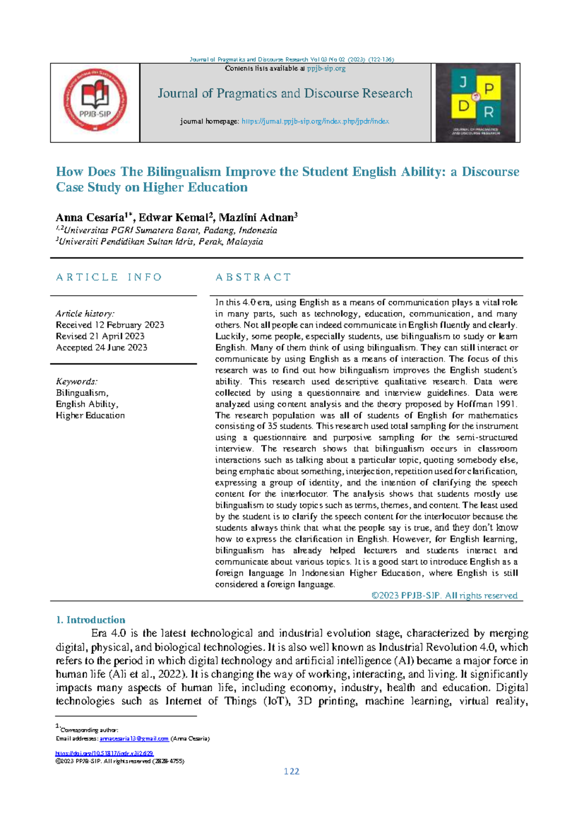 Communication Skills - Case Study on Bilingualism and English ...