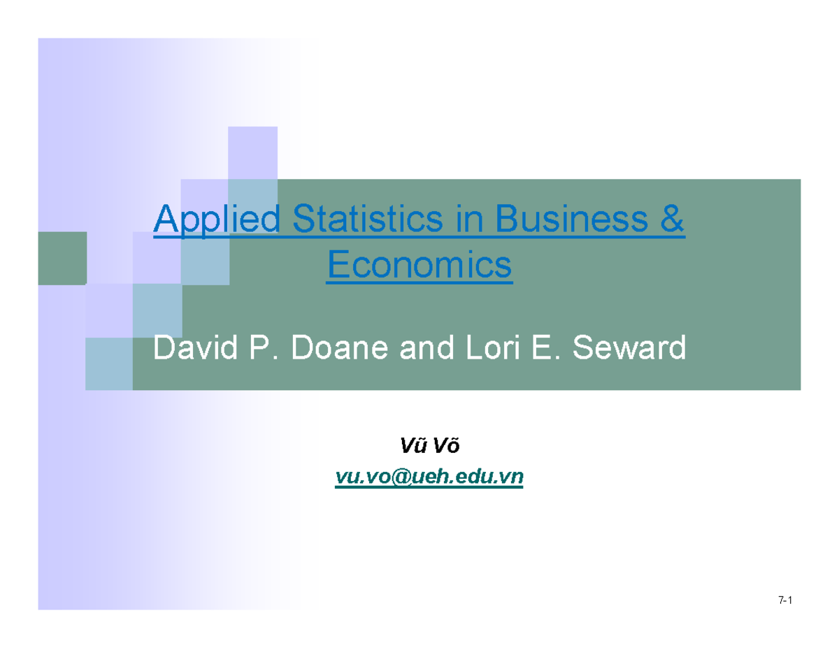 Chap07 PPT - It good - 7- Applied Statistics in Business & Economics ...