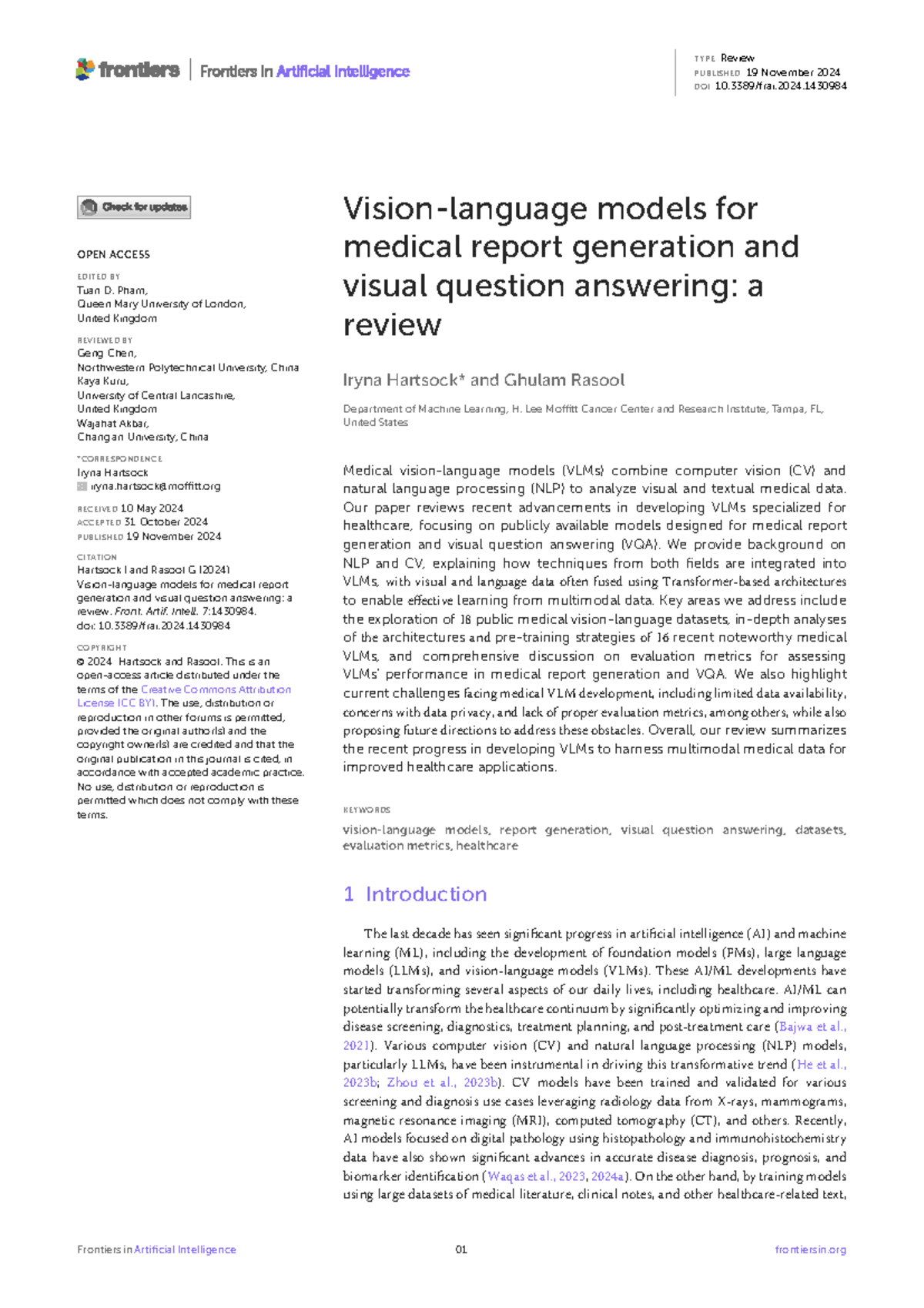 "COMP 2024: Review of VLMs for Medical Report Generation & VQA" - Studocu