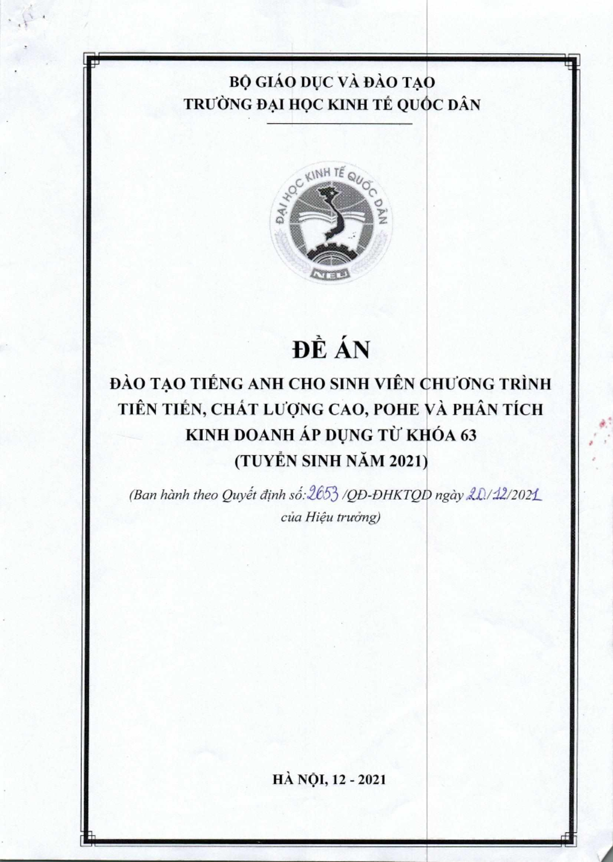 Quy định về CĐR TA- Đề án TA - BO GIAO DUC VA DAO TAO TRUONG DAI HOC ...