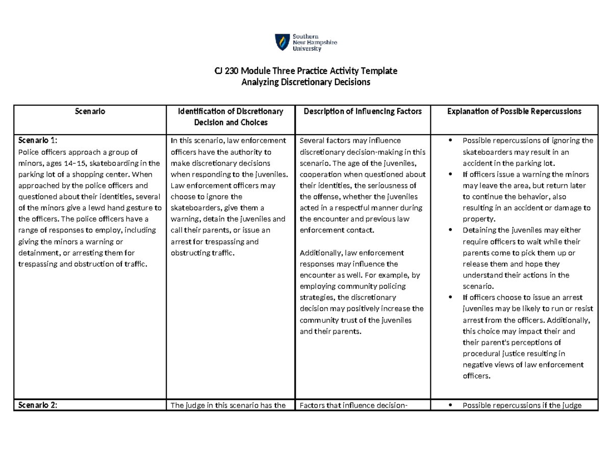 Module 3 Practice Activity - CJ 230 Module Three Practice Activity ...
