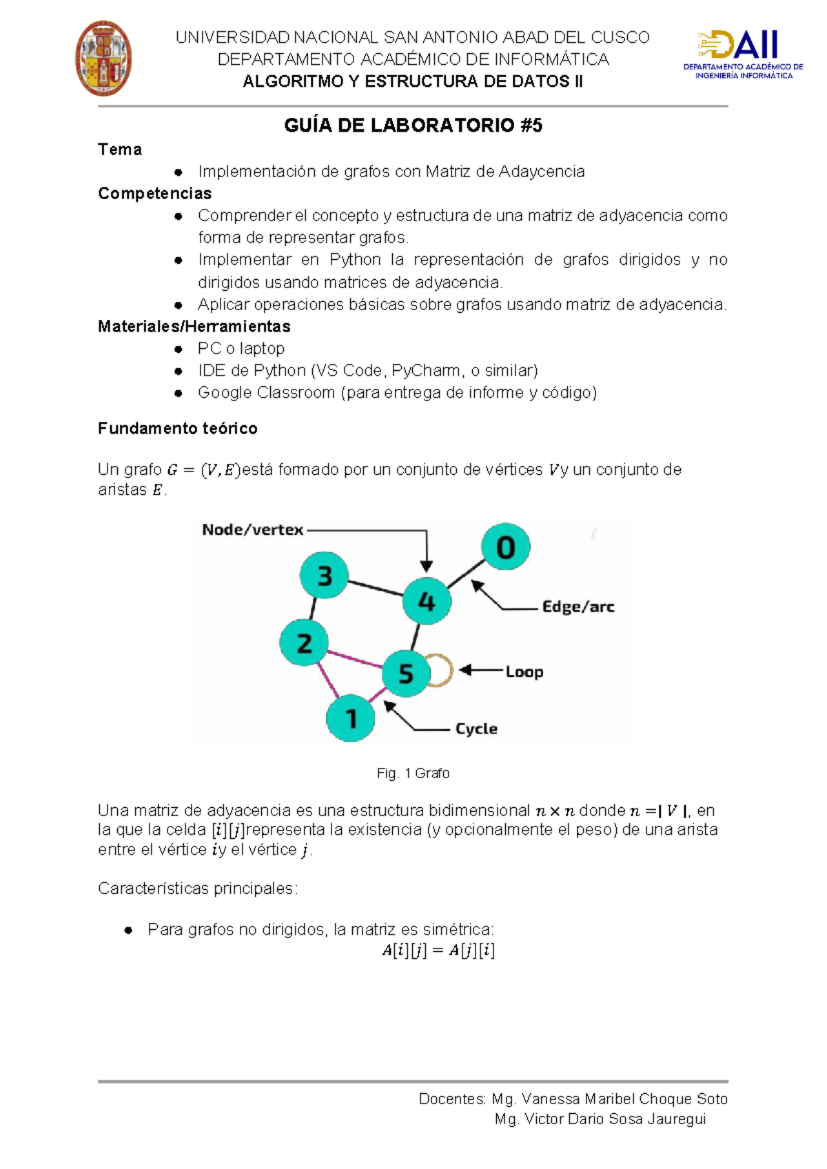 Guía de Laboratorio 5: Implementación de Grafos en Python - Algoritmo y ...
