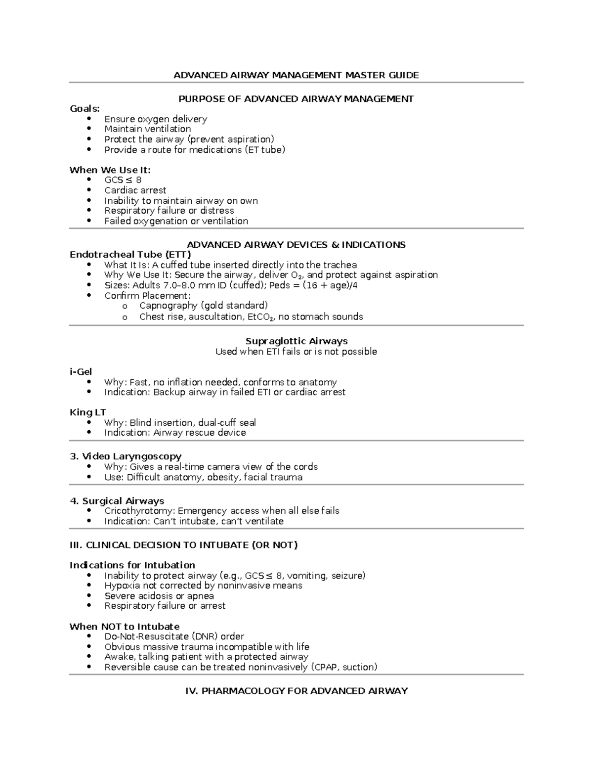 ADVANCED AIRWAY MANAGEMENT MASTER GUIDE: Key Concepts & Devices - Studocu