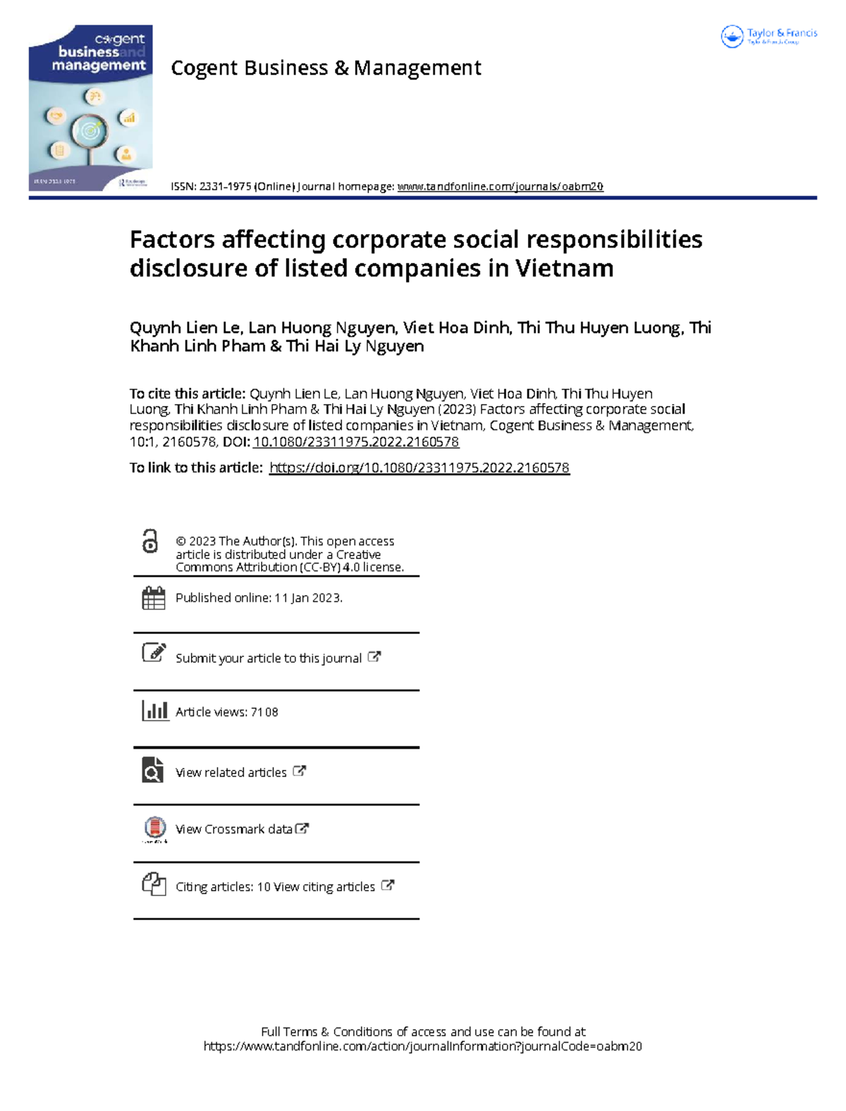 Factors Influencing CSR Disclosure in Vietnam's Listed Companies - Studocu