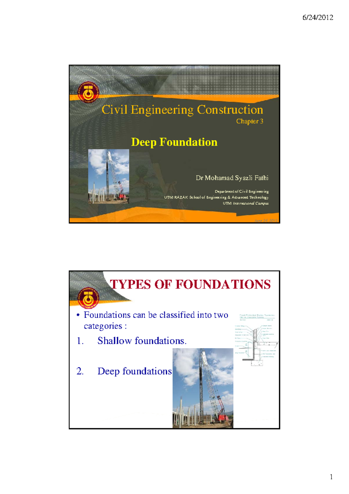Civil Eng Types of Foundation - Civil Engineering Construction Chapter ...
