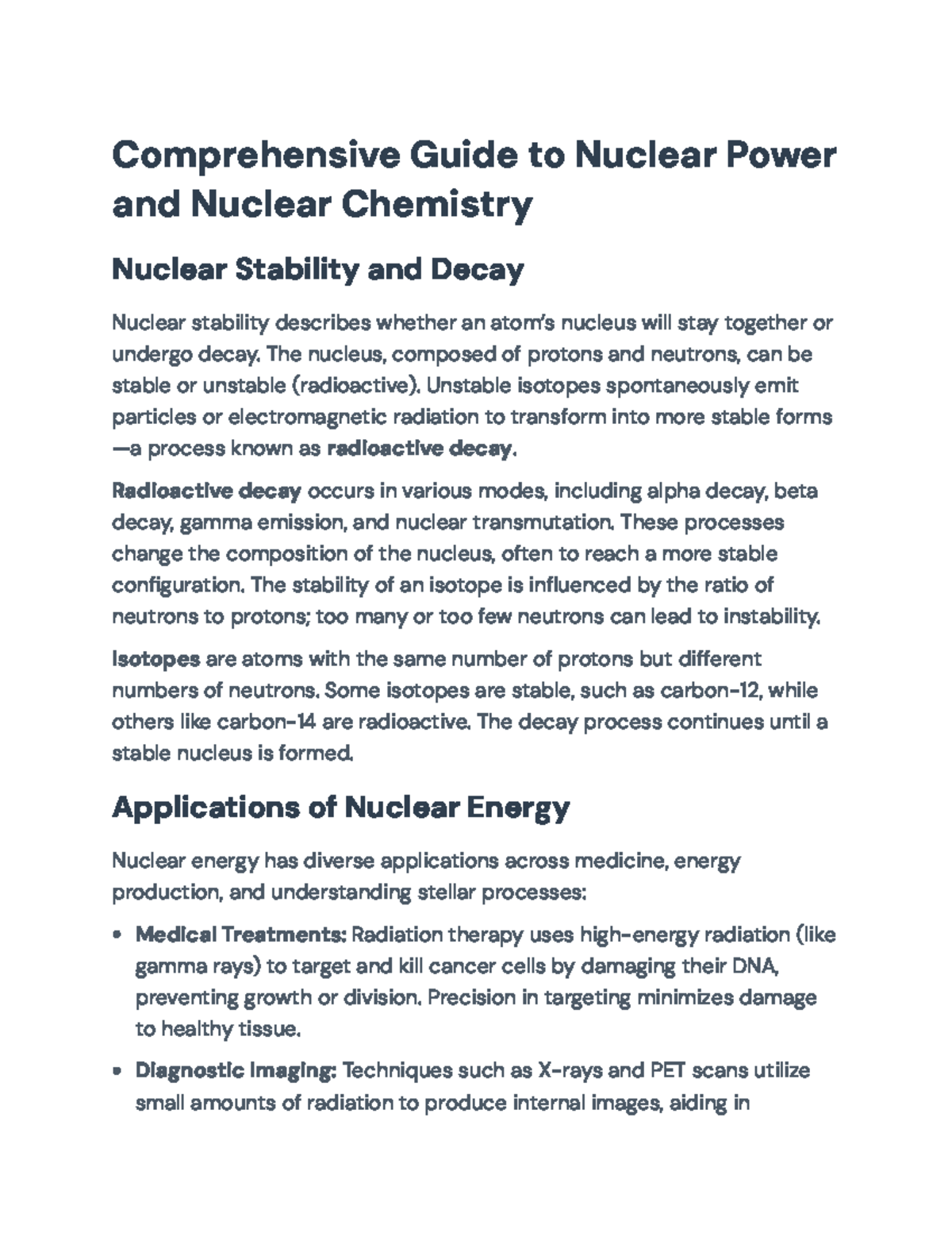 Comprehensive Guide to Nuclear Power & Chemistry Fundamentals (PHYS 202 ...