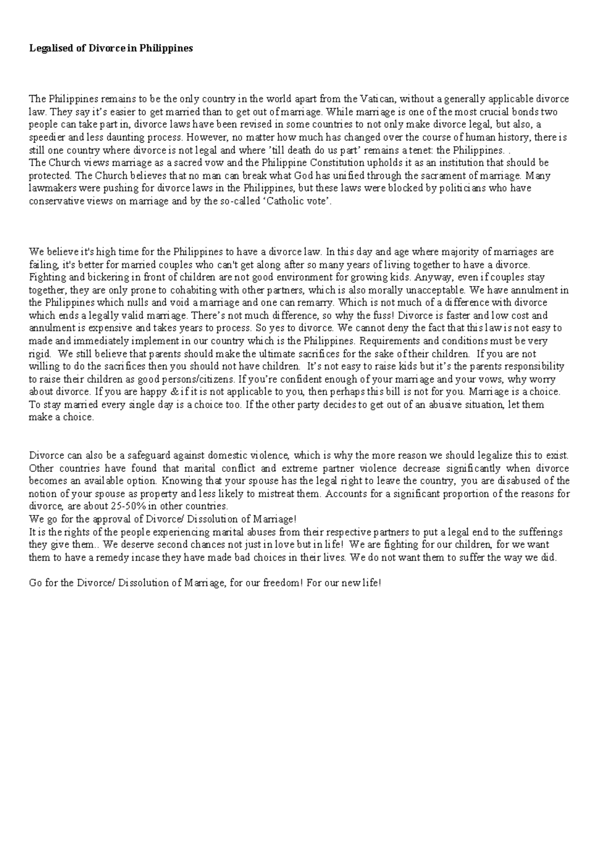 Legalization of Divorce in the Philippines: An Editorial Perspective ...