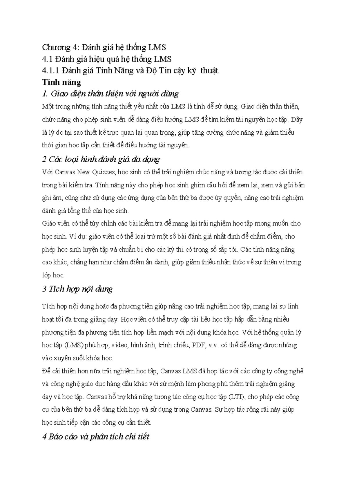 Chương 4: Đánh Giá Hiệu Quả Hệ Thống LMS và Tính Năng Kỹ Thuật - Studocu
