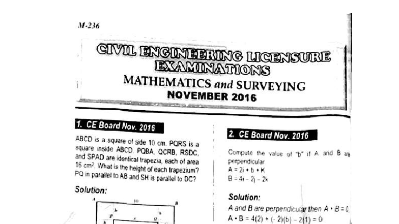 CIVIL ENGINEERING LICENSURE EXAMINATION PROBLEMS - MSTE-HGE-SEC NOV 2016 - Studocu