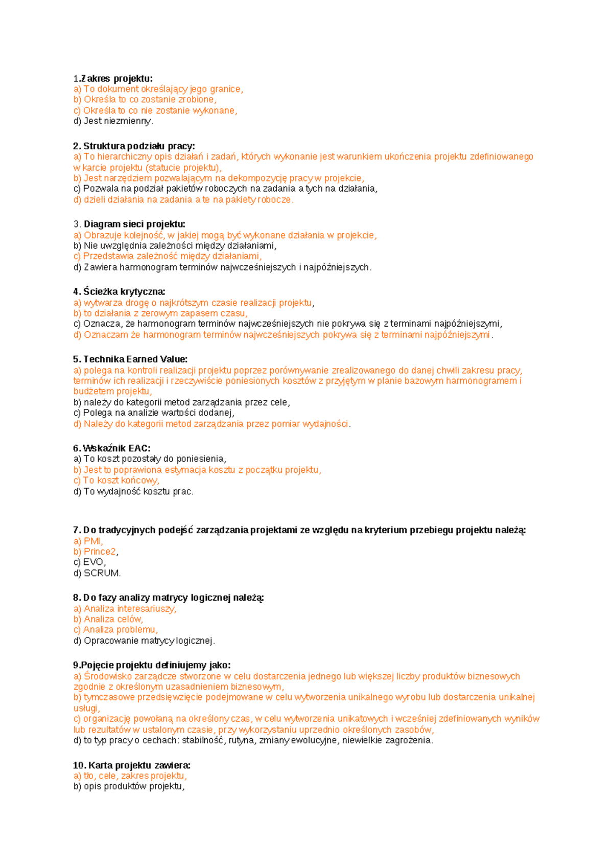 Notatki z egzaminu PL: Zarządzanie projektami - Pytania i odpowiedzi ...