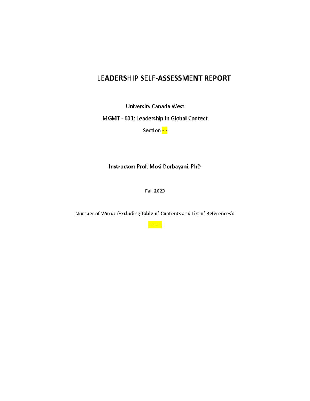 Structure Assignment 1Leadership Selfassessment - LEADERSHIP SELF ...